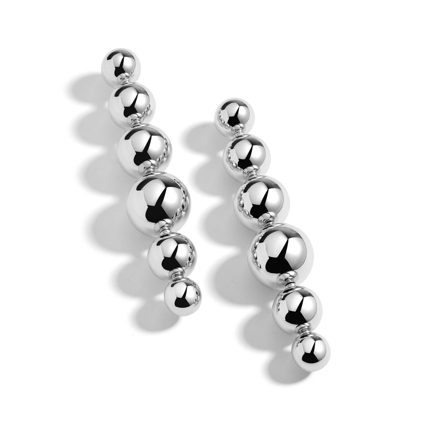 Graduate Linear Ball Earrings Silver | Elsie Frieda