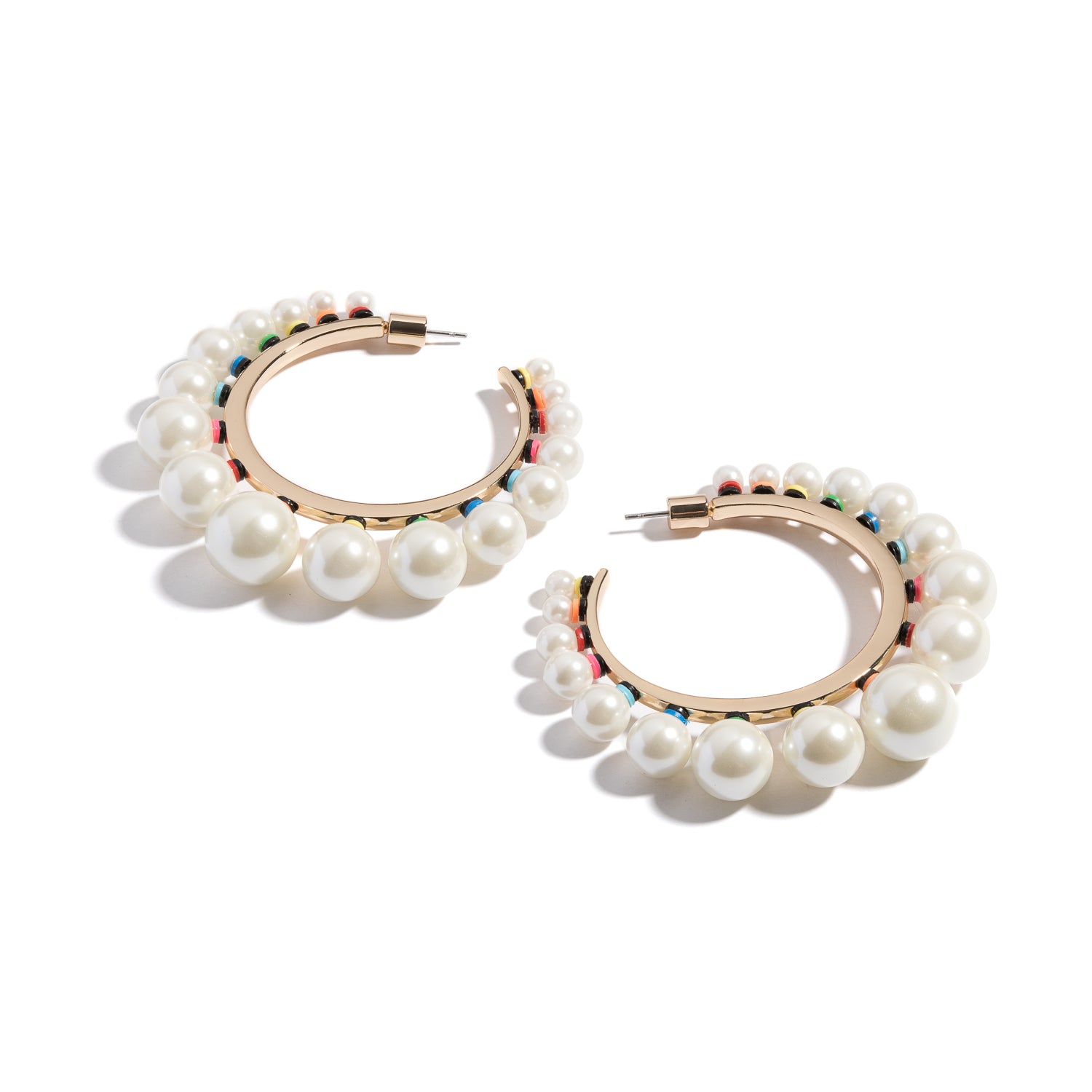 Graduated Ball Hoop Earrings Pearl Throwing Shade | Elsie Frieda